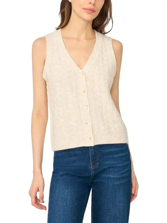 CECE DUPRAZ Cable Knit V-neck Sweater Vest - Malted