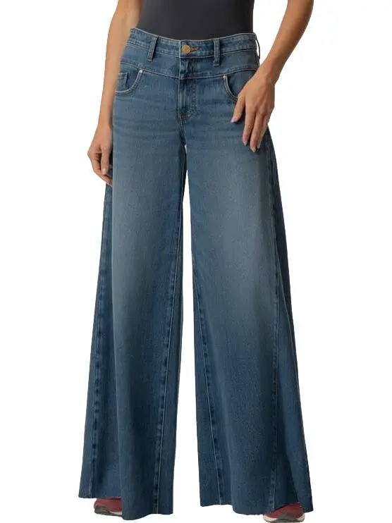 Kut From The Kloth Blake Raw Hem High Waist Super Wide Leg Jeans - Brightly