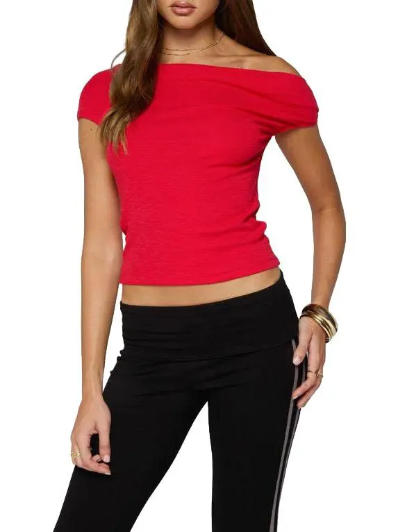 EDIKTED Martah Off The Shoulder Top - Red