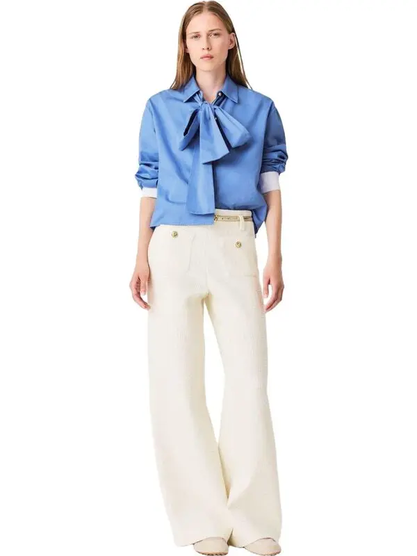 Maje Lurex Tweed Trousers - Ecru