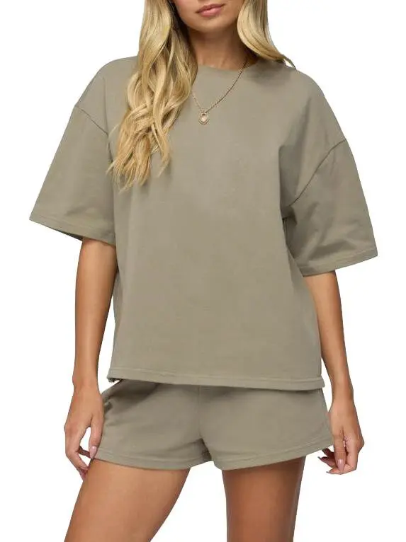 EDIKTED Cecilia Oversize Cotton T-shirt - Olive
