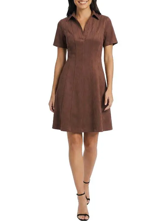 Maggy London Faux Suede Dress - Chocolate