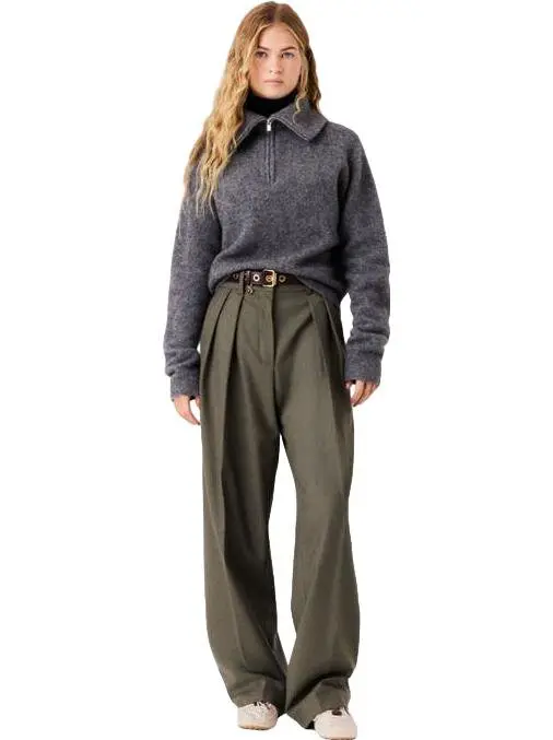 Maje Zip-neck Yak Sweater - Grey