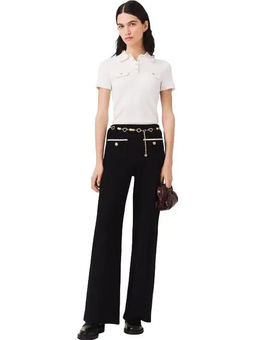 Maje Lurex Tweed Trousers - Black