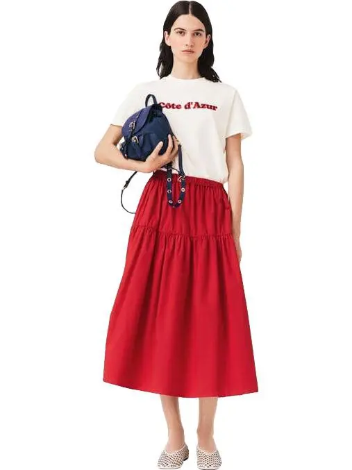 Maje Long Gathe Skirt - Red