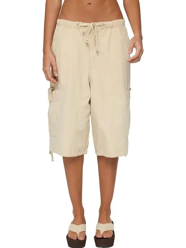 EDIKTED Azul Oversized Cargo Bermuda Shorts - Beige