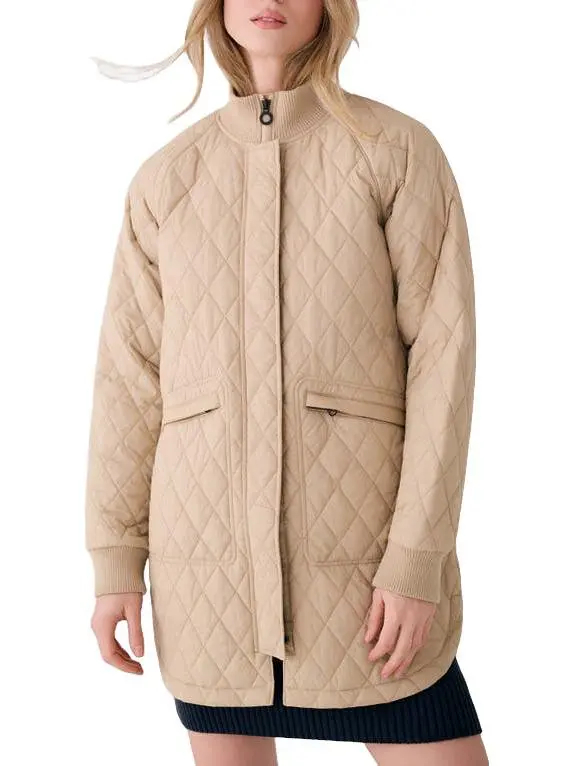 LOLE Sophie Quilted Longline Bomber Jacket - Sandshell