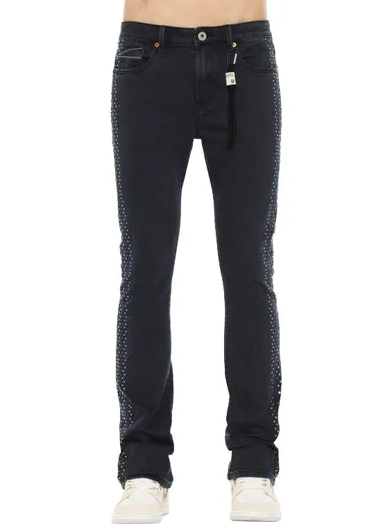 CULT OF INDIVIDUALITY Bootcut Jeans With Crystal Embellishments - Noir