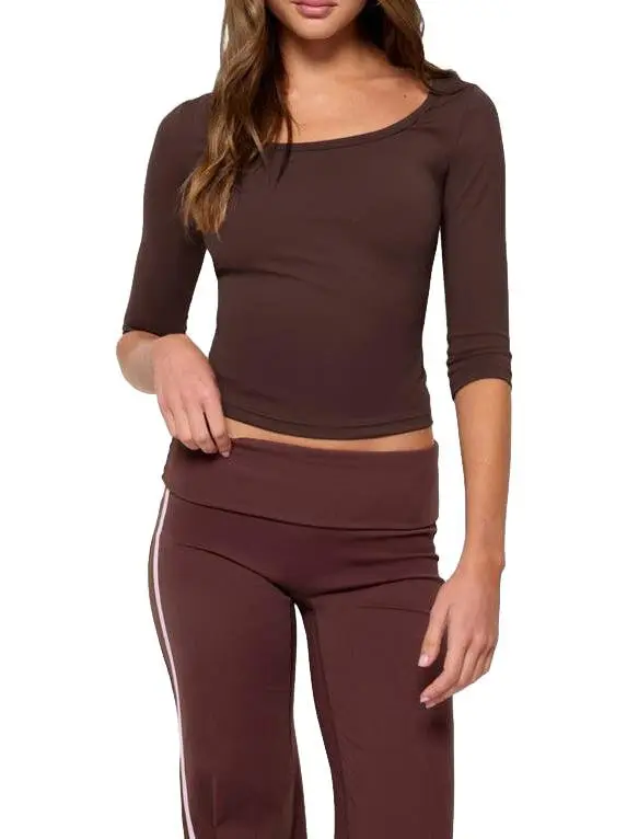 EDIKTED Desi Three-quarter-sleeve Top - Brown