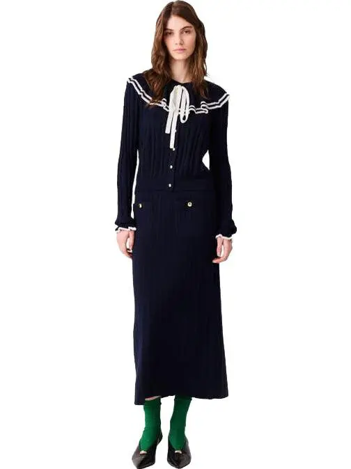 Maje Layered Cape Cardigan - Navy
