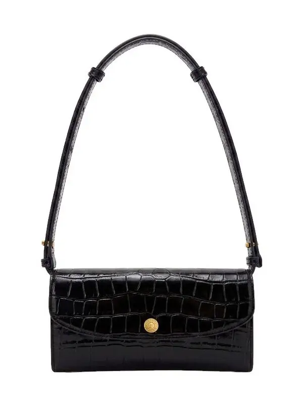 Veronica Beard Croc Embossed Leather Wallet - Black