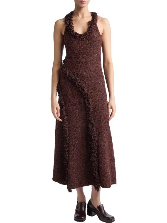Proenza Schouler Nilo Fringe Jacquard Sweater Dress - Black/copper
