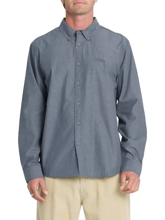 Quiksilver Shore Break Classic Long Sleeve Cotton Button-down Shirt - Dark Denim
