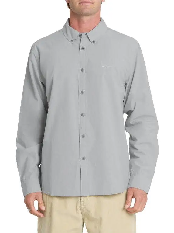 Quiksilver Shore Break Classic Long Sleeve Cotton Button-down Shirt - Quarry