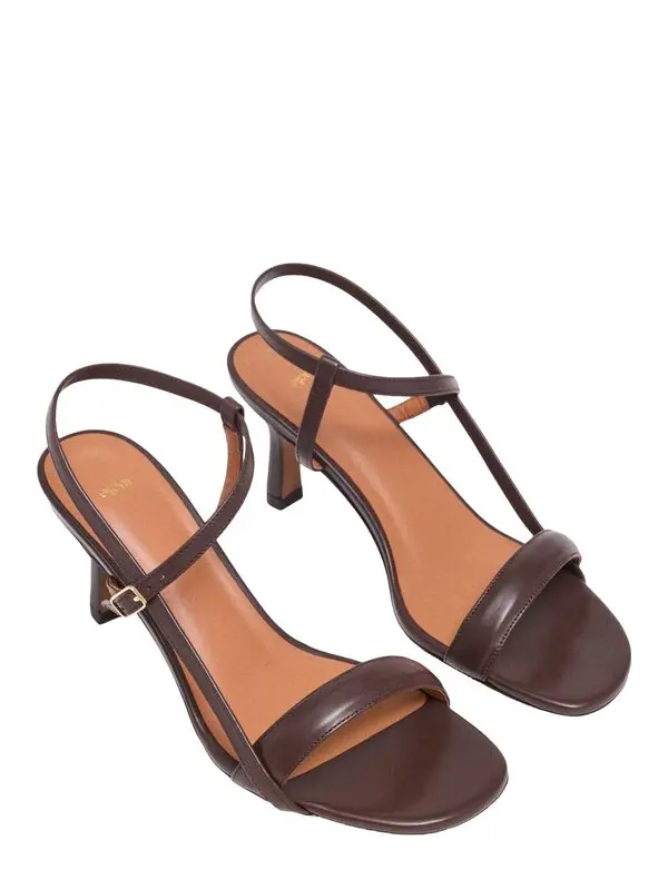 Maje Strappy Leather Heeled Sandals - Brown