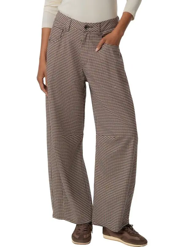 Kut From The Kloth Lynn High Waist Barrel Leg Plaid Pants - Espresso