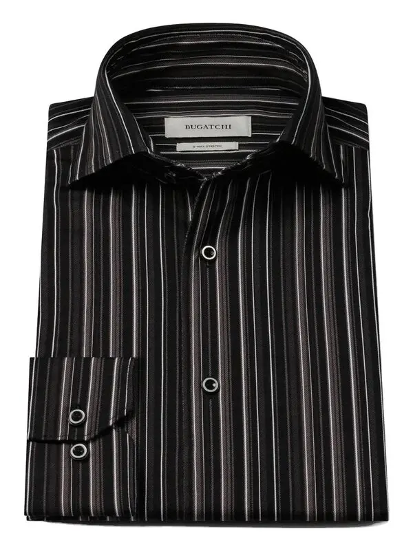Bugatchi Devon Ooohcotton® Stripe Button-up Shirt - Black