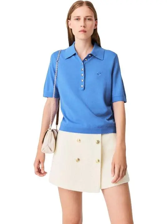 Maje Polo Collar Sweater - Blue