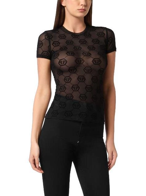 Philipp Plein Tulle T-shirt Sexy Pure Ss Monogram - Black