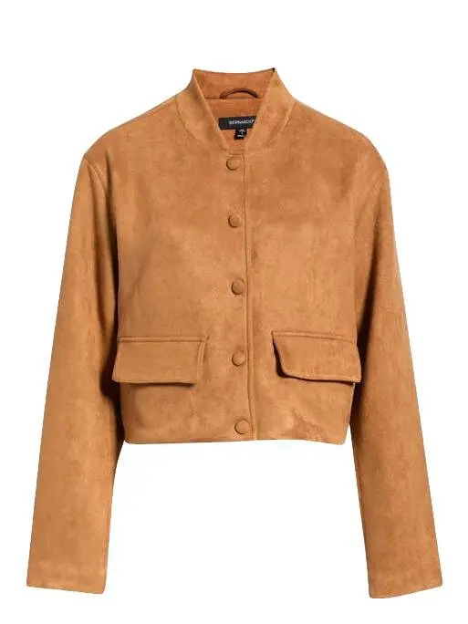 Bernardo Faux Suede Bomber Jacket - Cognac