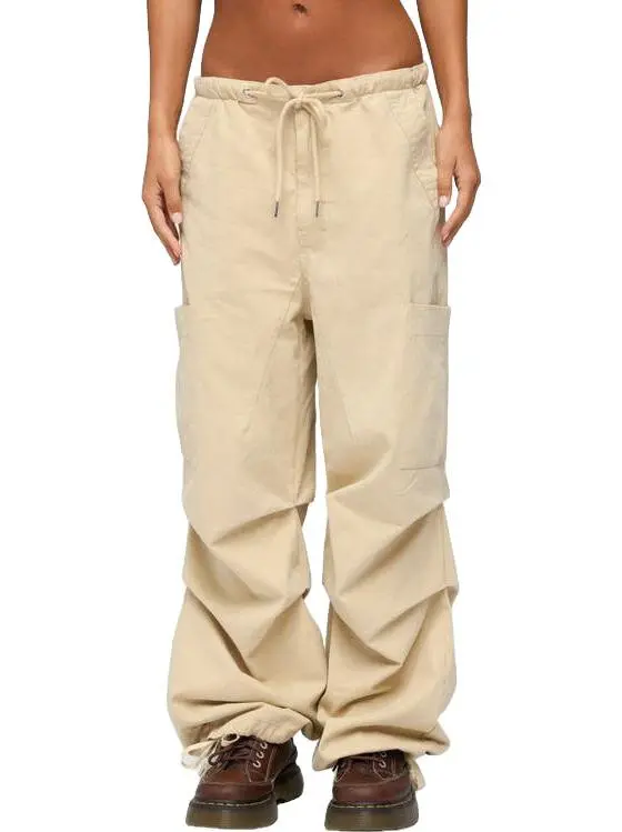 EDIKTED Emzi Baggy Cotton Cargo Pants - Beige