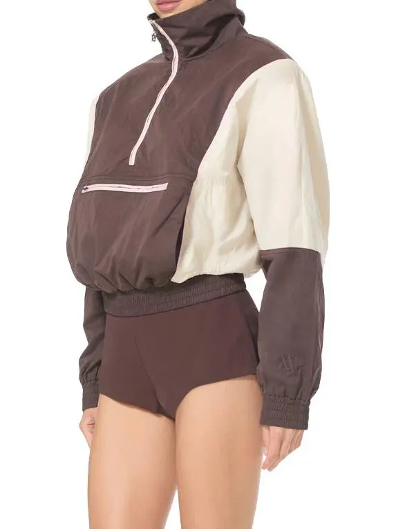 AFRM Colorblocked Quarter Zip Pullover - Mixed Coffee Bean