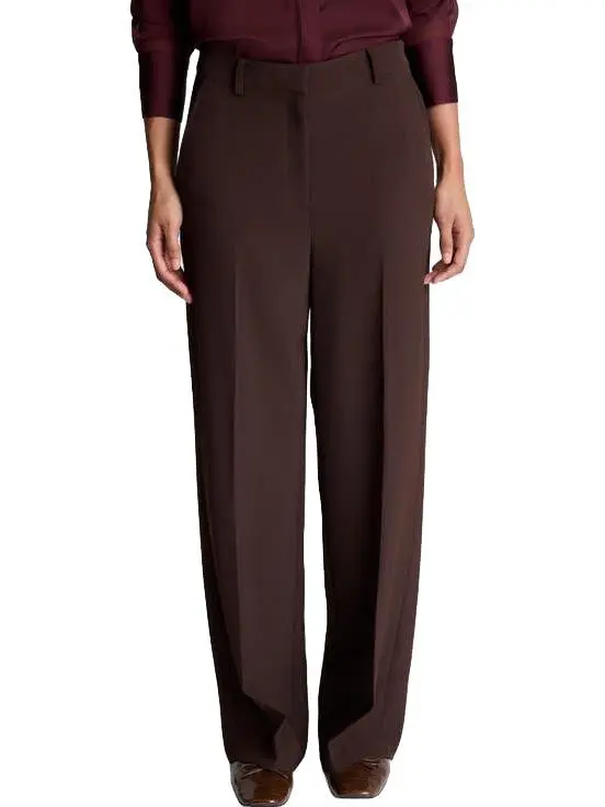 KENNETH COLE High Waist Wide Leg Slash Pocket Pants - Medium Bark