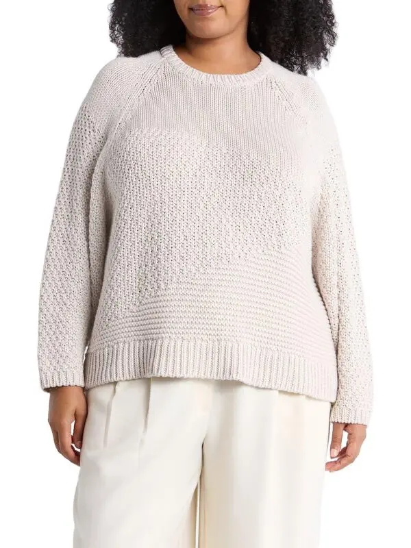 Eileen Fisher Organic Cotton Crewneck Sweater - Plaster