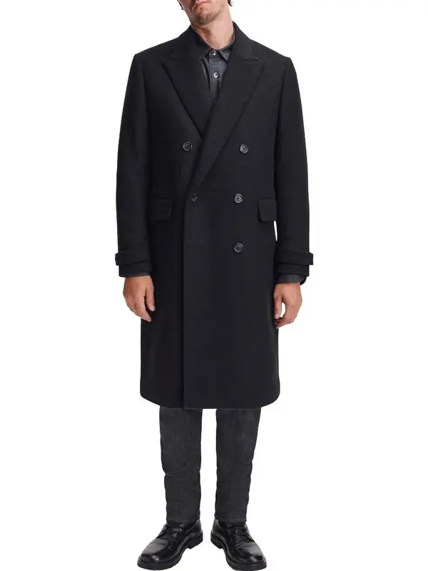 Rag & Bone Lombard Double Breasted Wool Blend Coat - Black