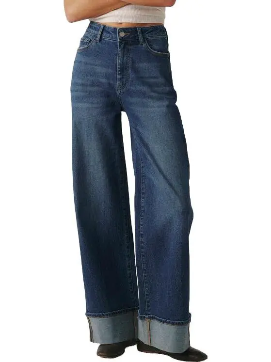 Warp + Weft High Waist Wide Leg Jeans - Double Cuff