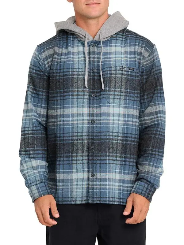 BILLABONG Baja Hooded Flannel Button-up Shirt Jacket - Dark Denim