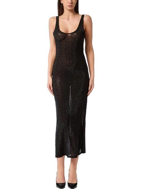 Philipp Plein Long Tank Dress Monogram - Black