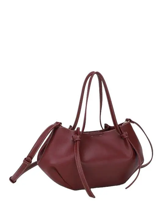 MALI + LILI Lou-lou Knotted Handle Small Faux Leather Tote - Wine