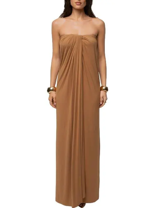 JLUXLABEL Heatwave Strapless Maxi Dress - Tan