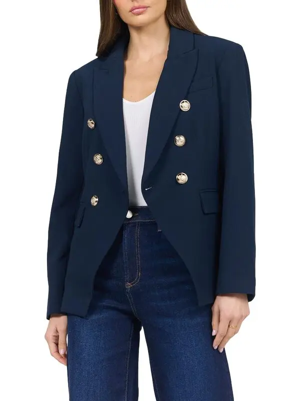 DEAR JOHN Rowena Military Double Breasted Blazer - Black Iris
