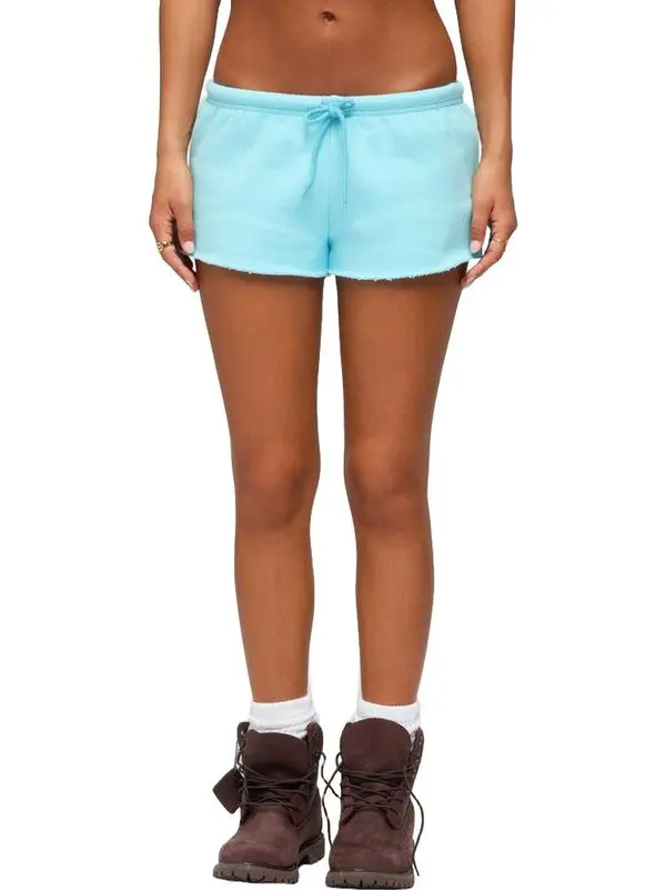EDIKTED Cutie Cutoff Drawstring Shorts - Turquoise