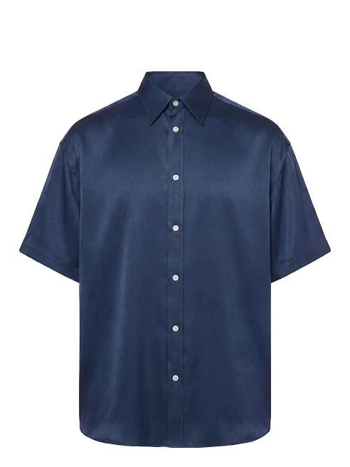 LE PERE Cupro Double Short Sleeve Shirt - Charcoal