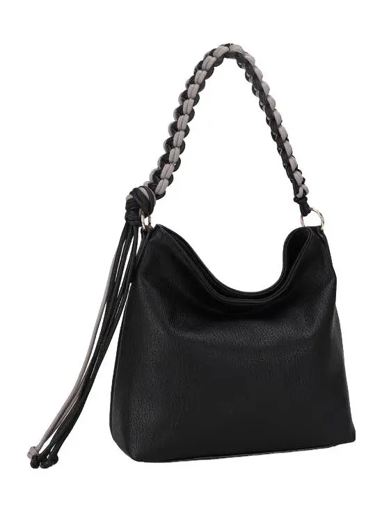 MALI + LILI Isabella Faux Leather Hobo Bag - Black