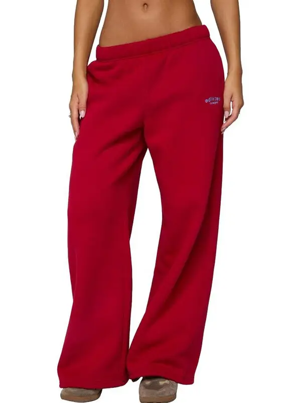 EDIKTED Los Angeles Wide Leg Sweatpants - Red