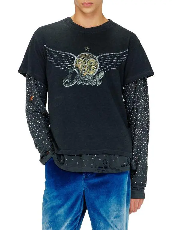 DIESEL® Cotton & Hemp Graphic T-shirt - Black