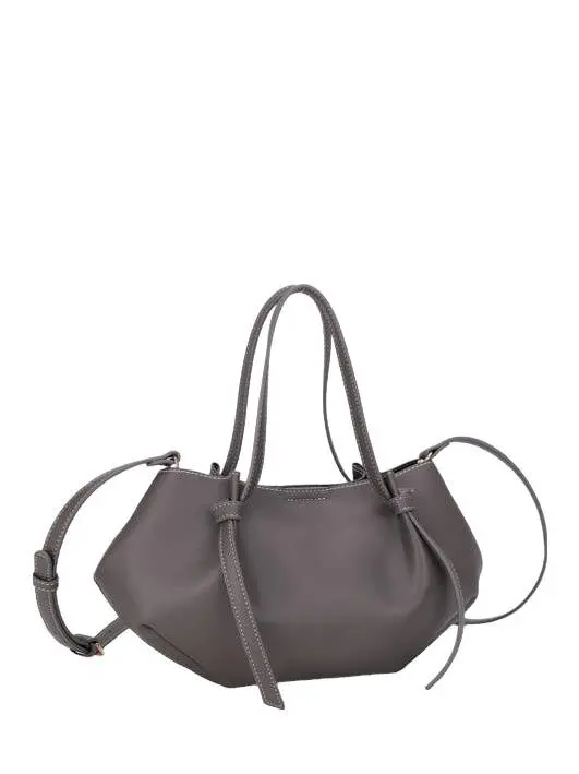 MALI + LILI Lou-lou Small Knotted Handle Faux Leather Tote - Grey