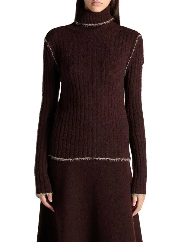 Moncler Virgin Wool Turtleneck Sweater - Brown