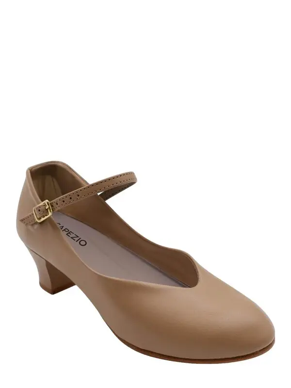 CAPEZIO Jr. Footlight Character Shoe With Buckled Strap - Medium Brown