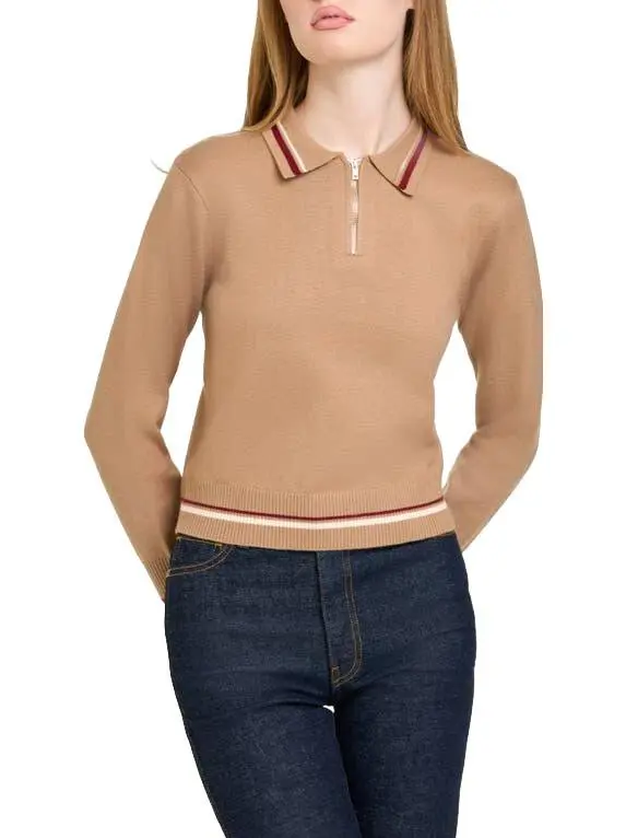 WAYF Carver Quarter Zip Sweater - Camel
