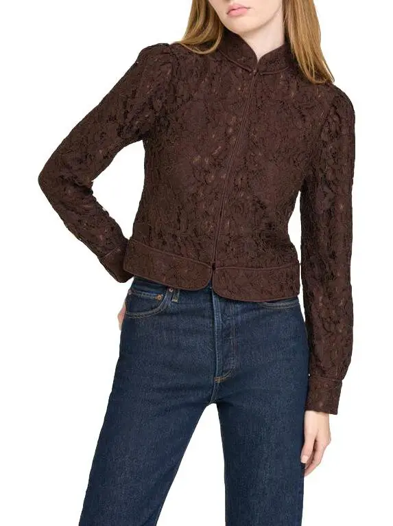 WAYF Eleanor Lace Jacket - Chocolate