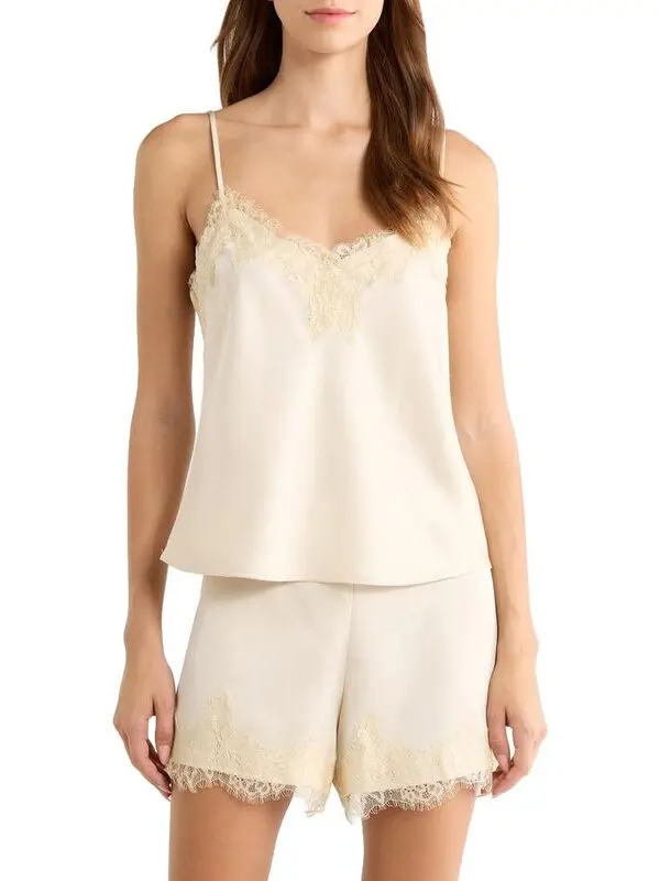 WAYF Kira Lace-trim Cami - Cream