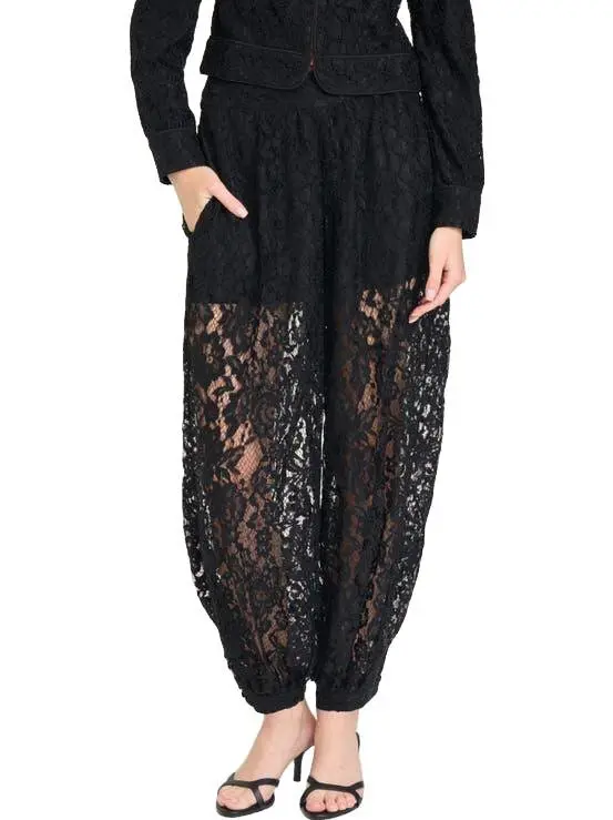 WAYF Rebecca Lace Pants - Black