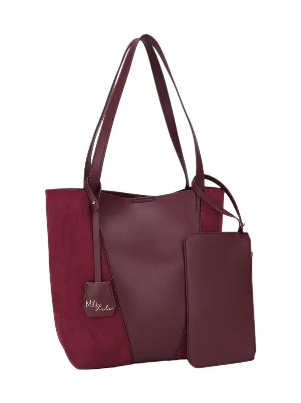 MALI + LILI North South Faux Leather Tote - Wine