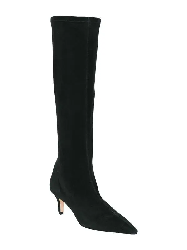 Cinq À Sept Jade Stretch Suede Knee High Boot - Black