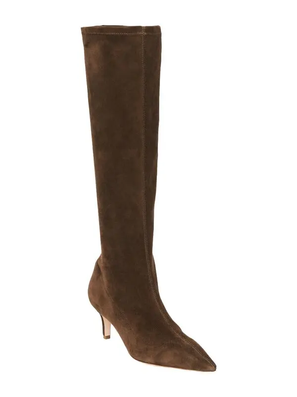 Cinq À Sept Jade Stretch Suede Knee High Boot - Chocolate